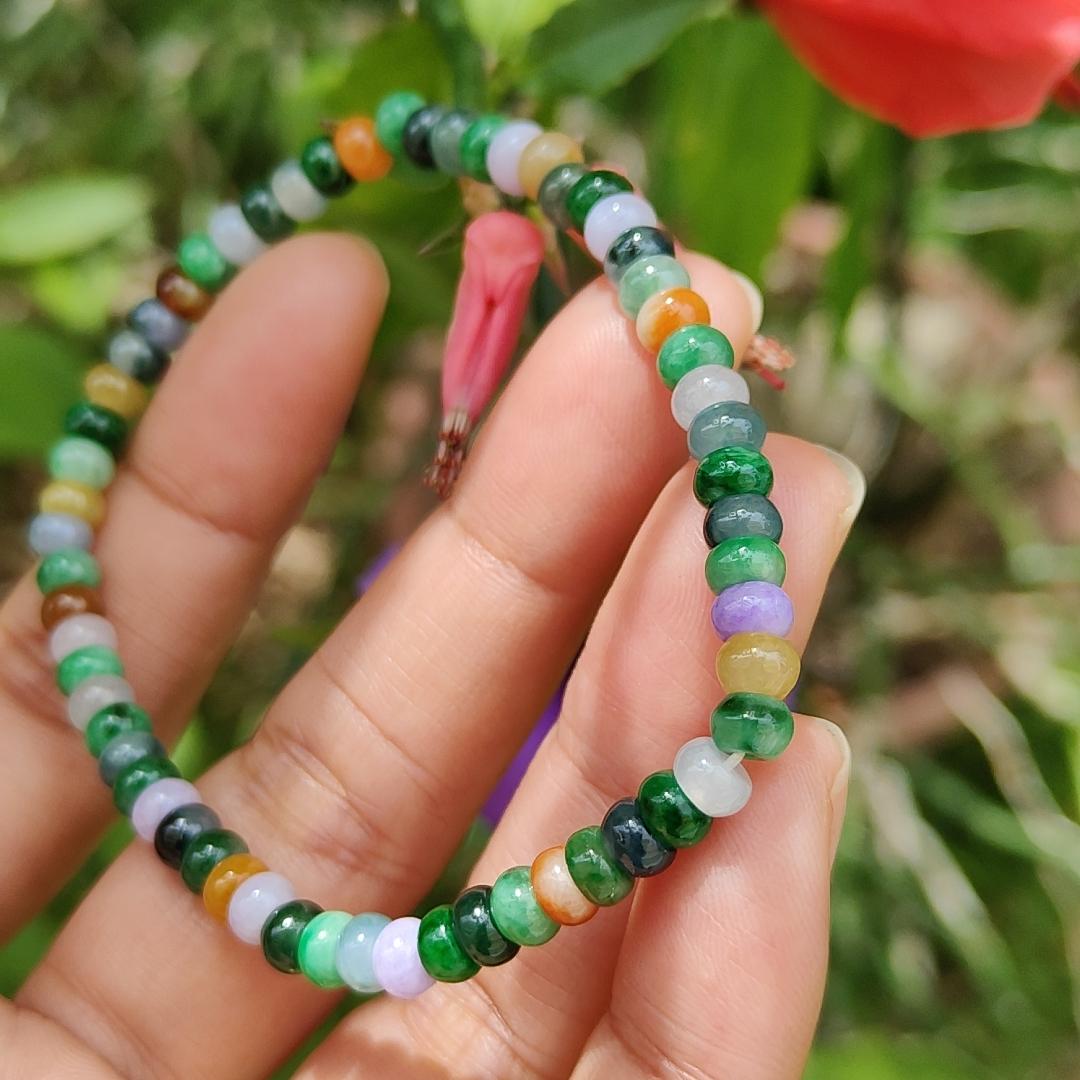 Super Rare Multi Colors Drum Beads Natural Type A Jadeite Bracelet For ...