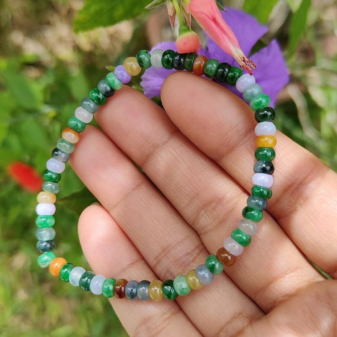 Super Rare Multi Colors Drum Beads Natural Type A Jadeite Bracelet For ...