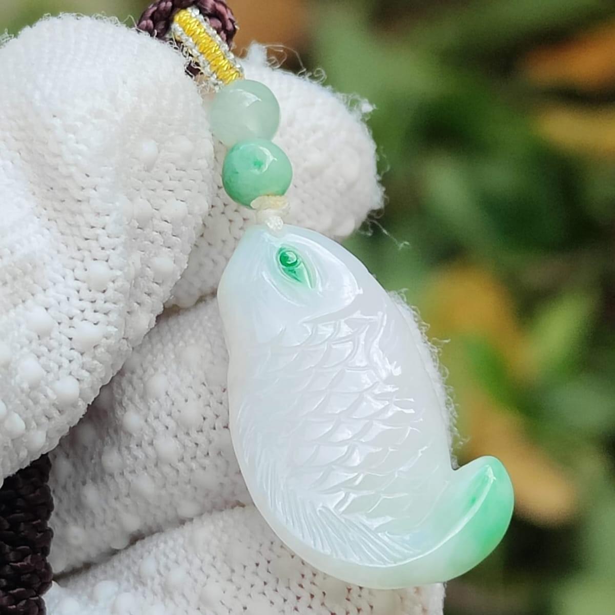 Water Element Jade Fish Pendant | Natural Jadeite | Harmony & Wealth ...